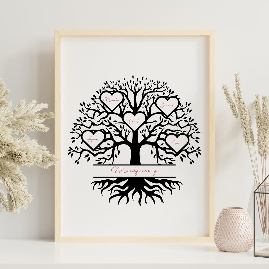 Family Reunion Tree With Heart SVG, 2-16 Members, Family Tree Digital ...