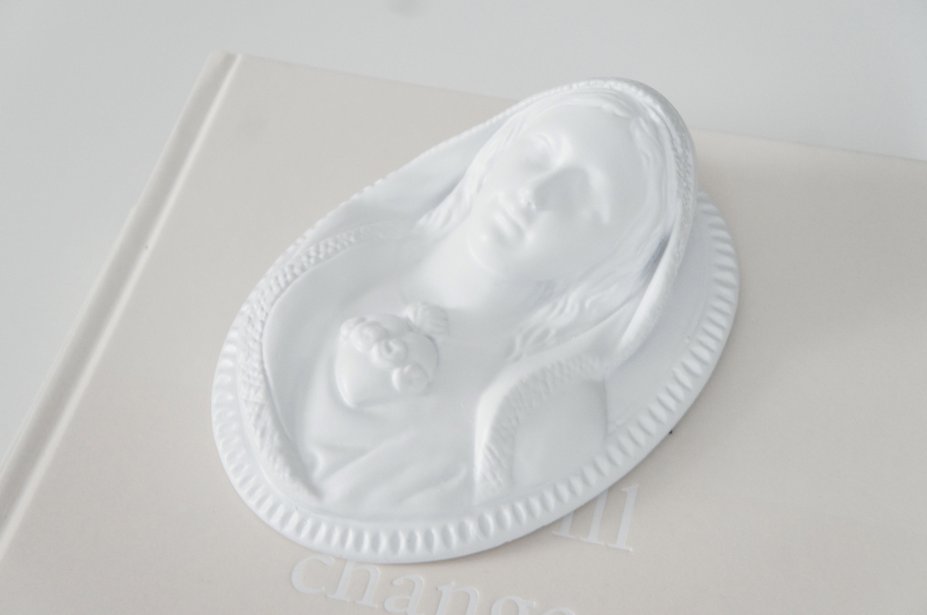 Ceramic Virgin Mary Wall Statue, Religious Catholic Statuary, White ...