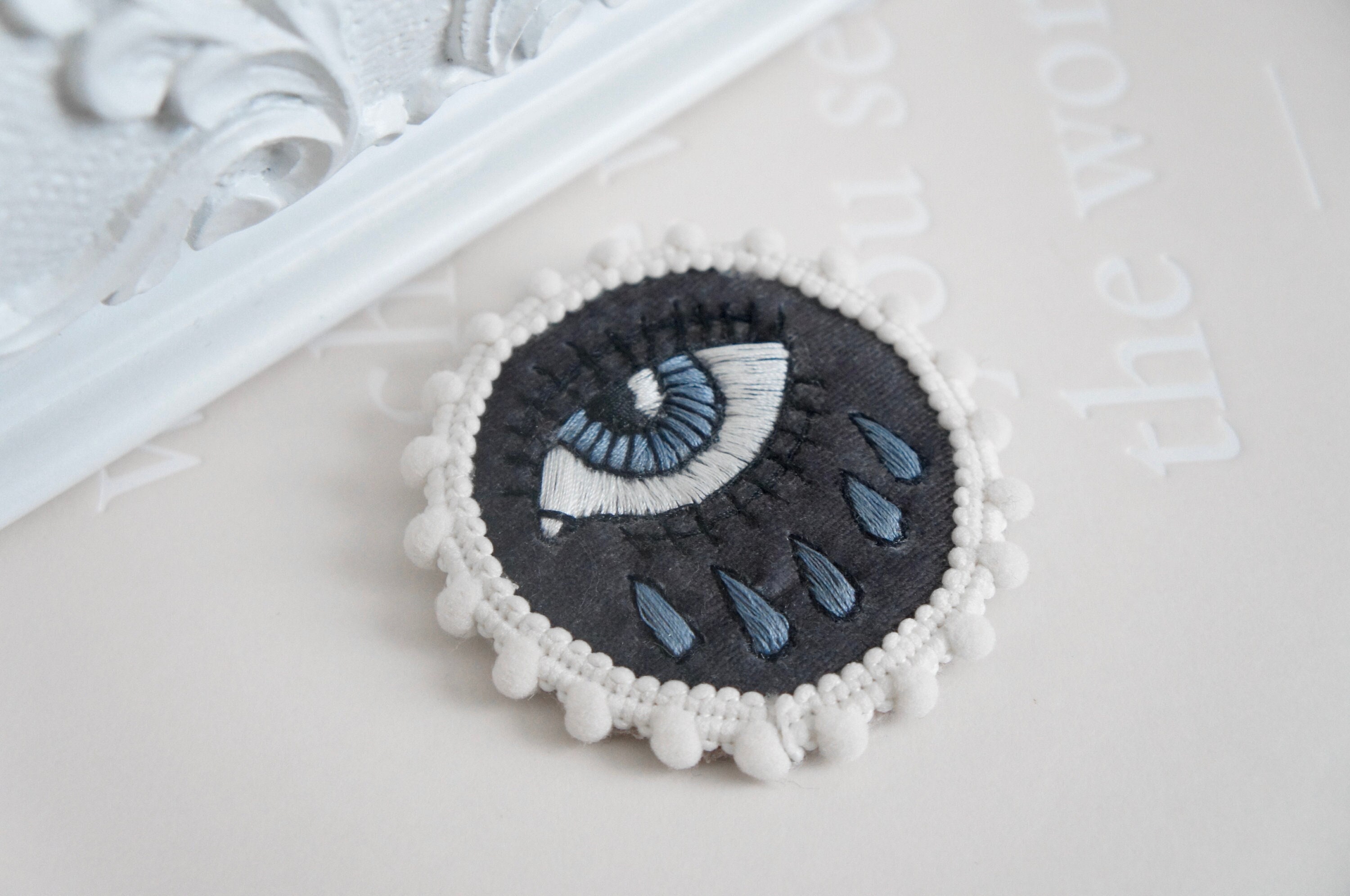 Embroidered Crying Eye Brooch Embroidered Lovers Eye Pin - Etsy