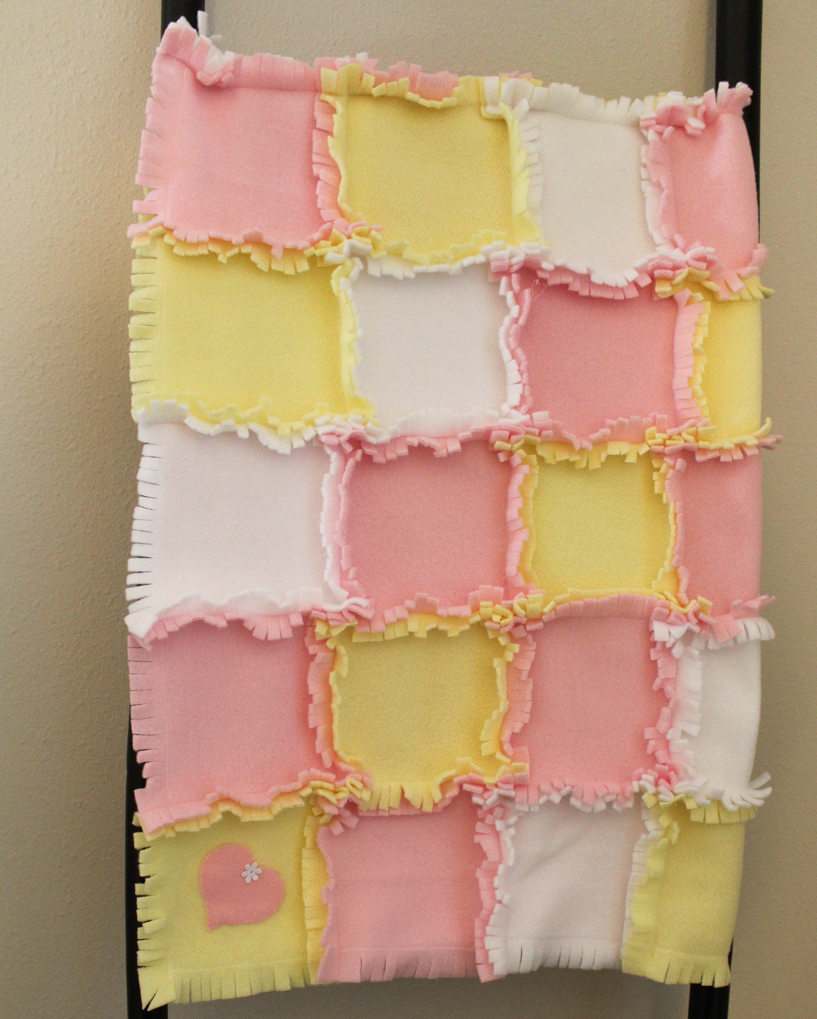 Handmade Pastel Rag Quilt: Pink, Yellow, White Nursery Decor - Etsy
