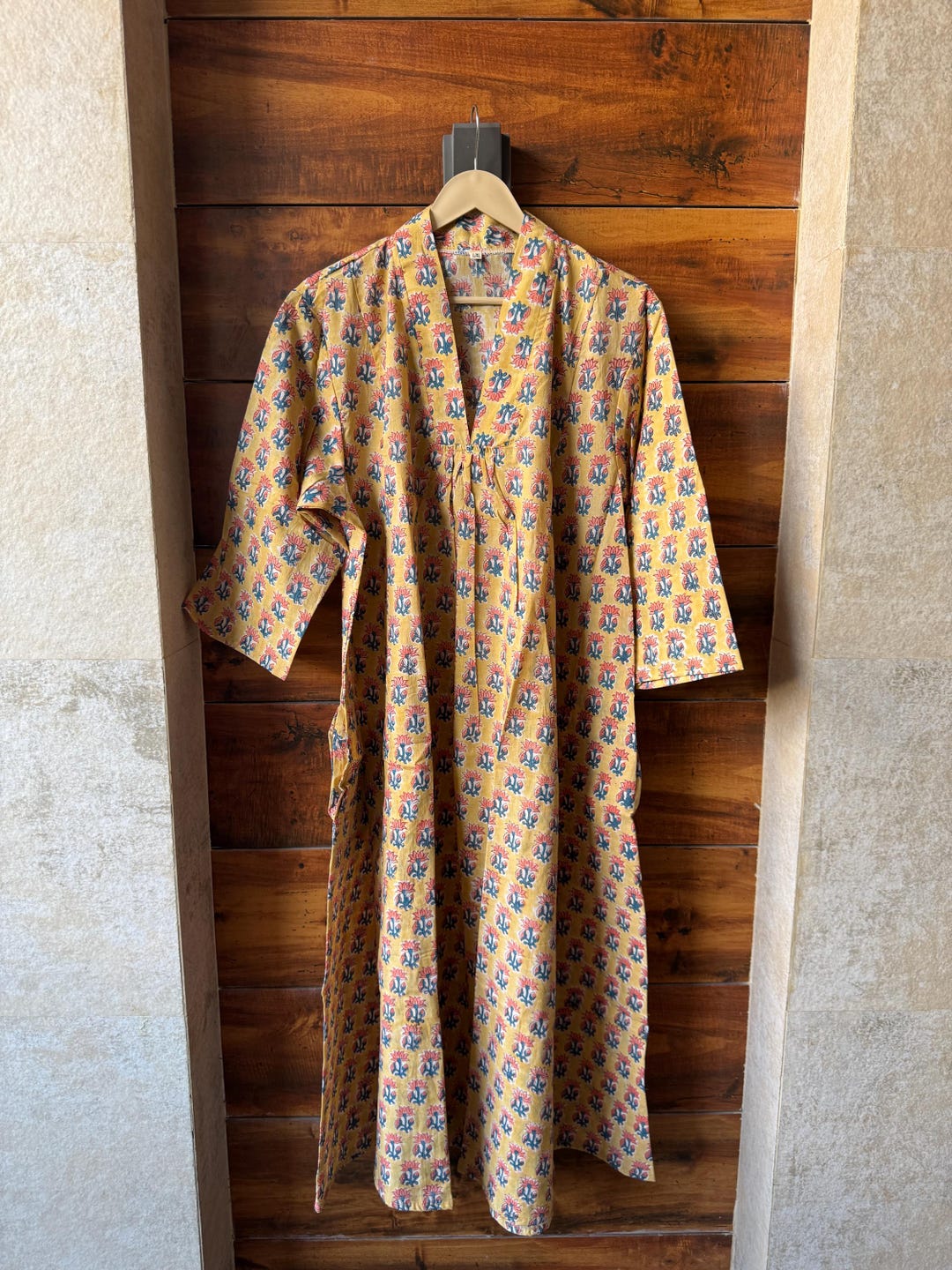 Floral Block Print Cotton Gauze Summer Dress, Beach Coverup - Etsy