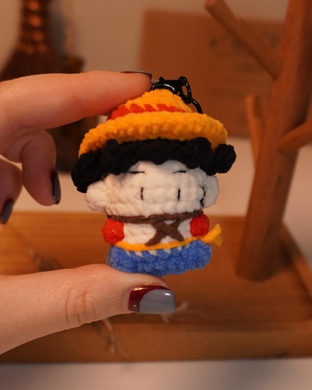 Handmade One Piece Luffy Plushie Crochet Amigurumi Doll Key Chain ...