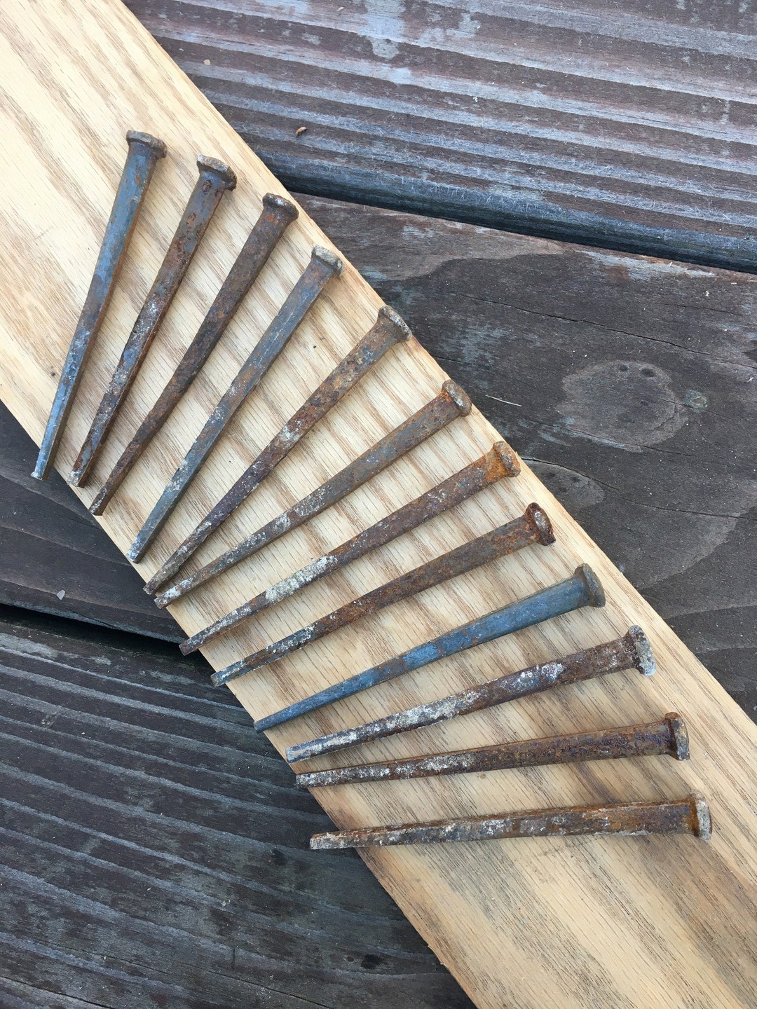 Set of 12 Vintage Square Cut Cast Iron Nails From - Etsy