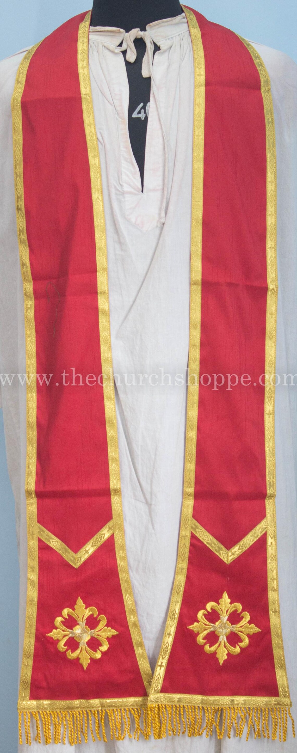 RED Spanish Fiddleback Vestment & Mass Set With Vintage Embroidery ...