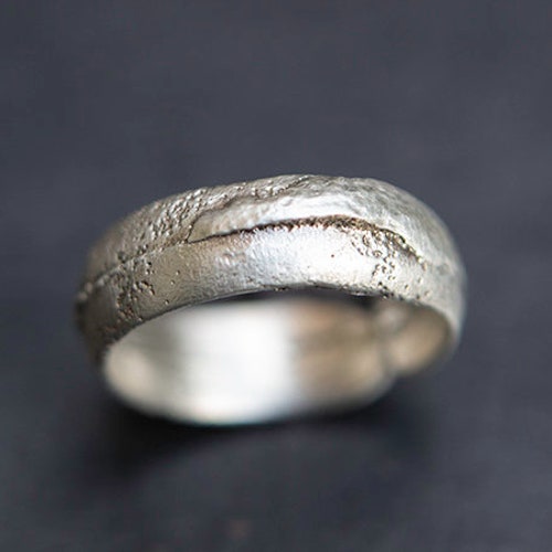 Silver Wedding Ring Sand Cast Ring Organic Wedding Band - Etsy UK