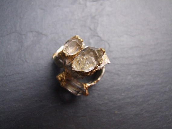 Talisman Ring Silver Ring With Herkimer Diamond in | Etsy UK