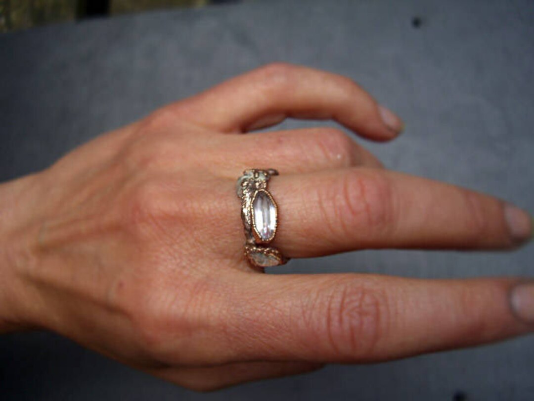 Talisman Ring Textured Silver Ring With Herkimer Diamond in - Etsy