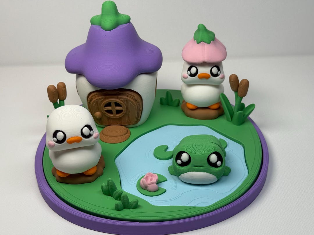 3D Printed Flexi Goose & Frog With Diorama - Etsy