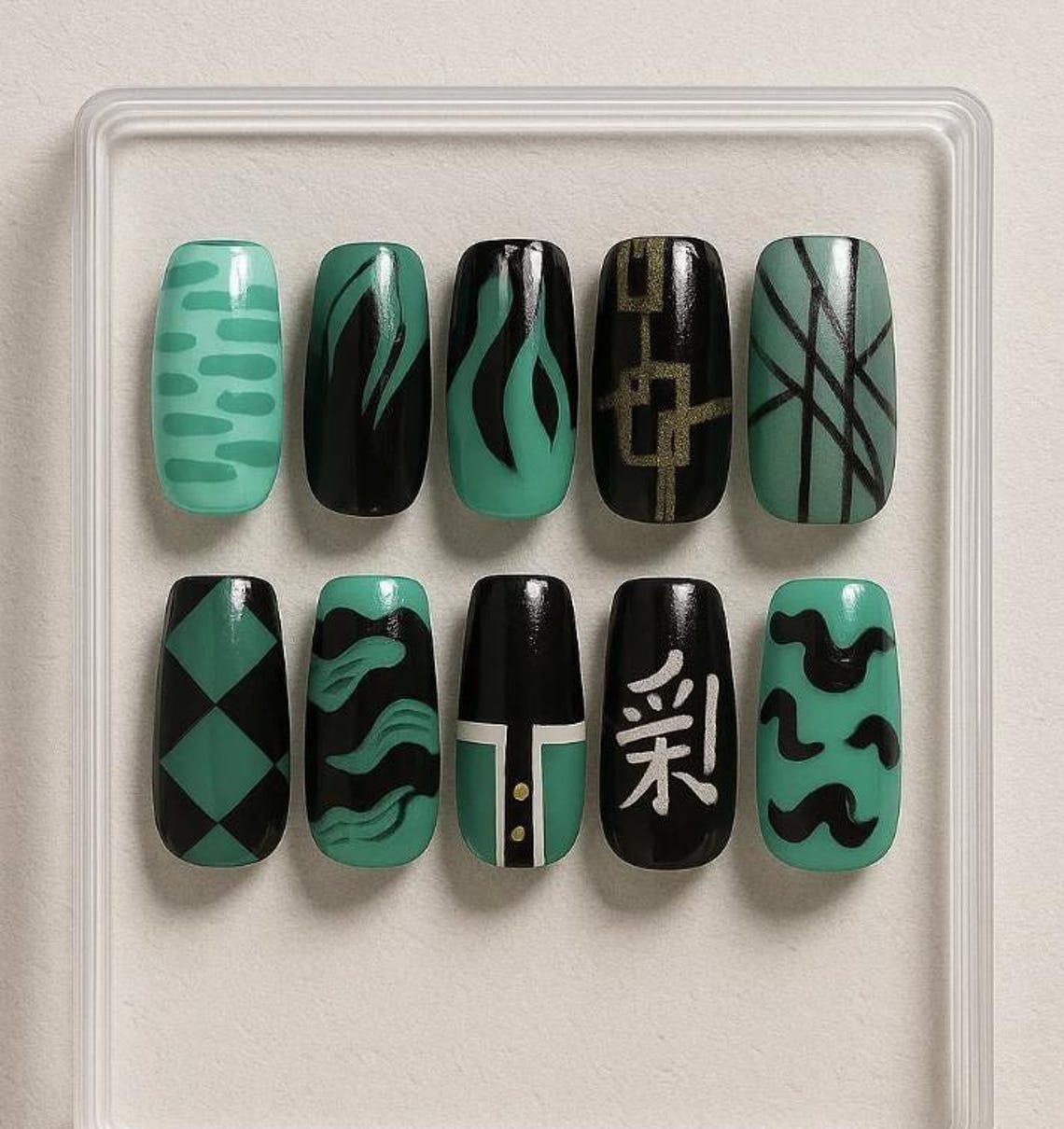 Demon Slayer Mist Hashira Nails, Muichiro Tokito Press on Nails ...