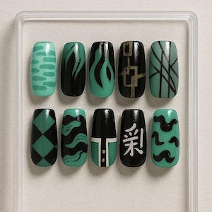 Demon Slayer Mist Hashira Nails, Muichiro Tokito Press on Nails ...