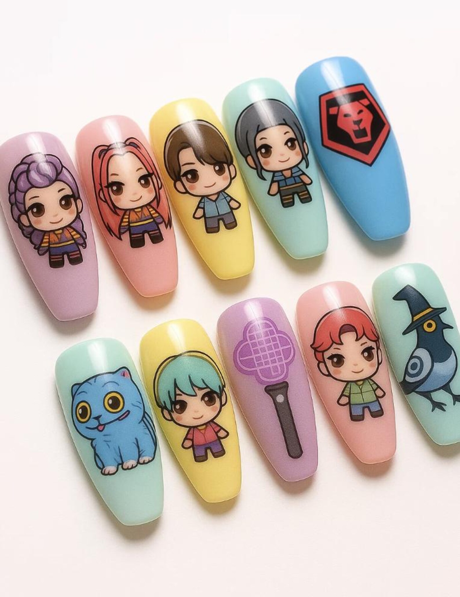 Kpop Saja Boys Press on Nails: Handmade Pastel Fan Art - Etsy