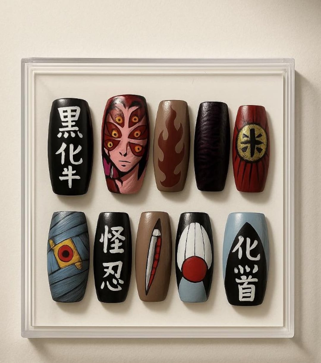 Demon Slayer Upper Moon Nails, Akaza Oni Press on Nails, Kimetsu No ...
