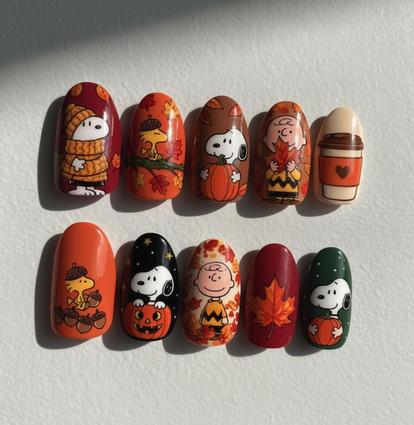 Thanksgiving Snoopy Press on Nails: Fall Autumn Nail Art - Etsy