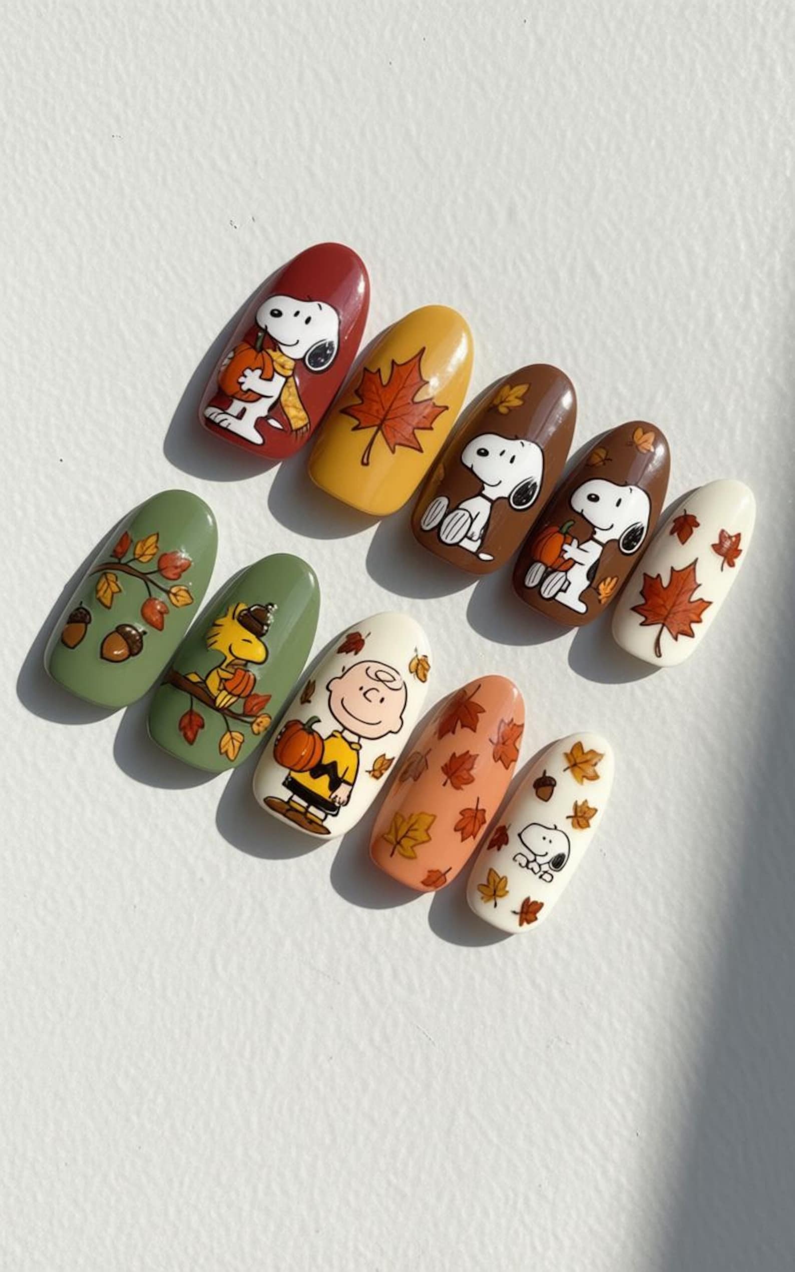 Fall Snoopy Press on Nails | Charlie Brown Autumn Nail Art | Cute ...