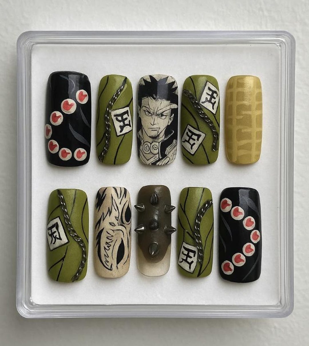 Demon Slayer Stone Hashira Nails, Gyomei Himejima Press on Nails ...