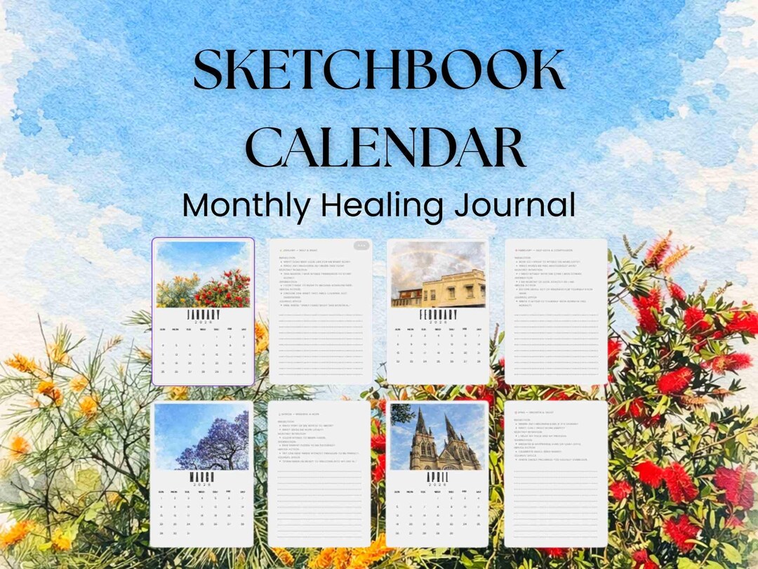 Sketchbook Calendar Printable | Monthly Healing Journal Calendar ...
