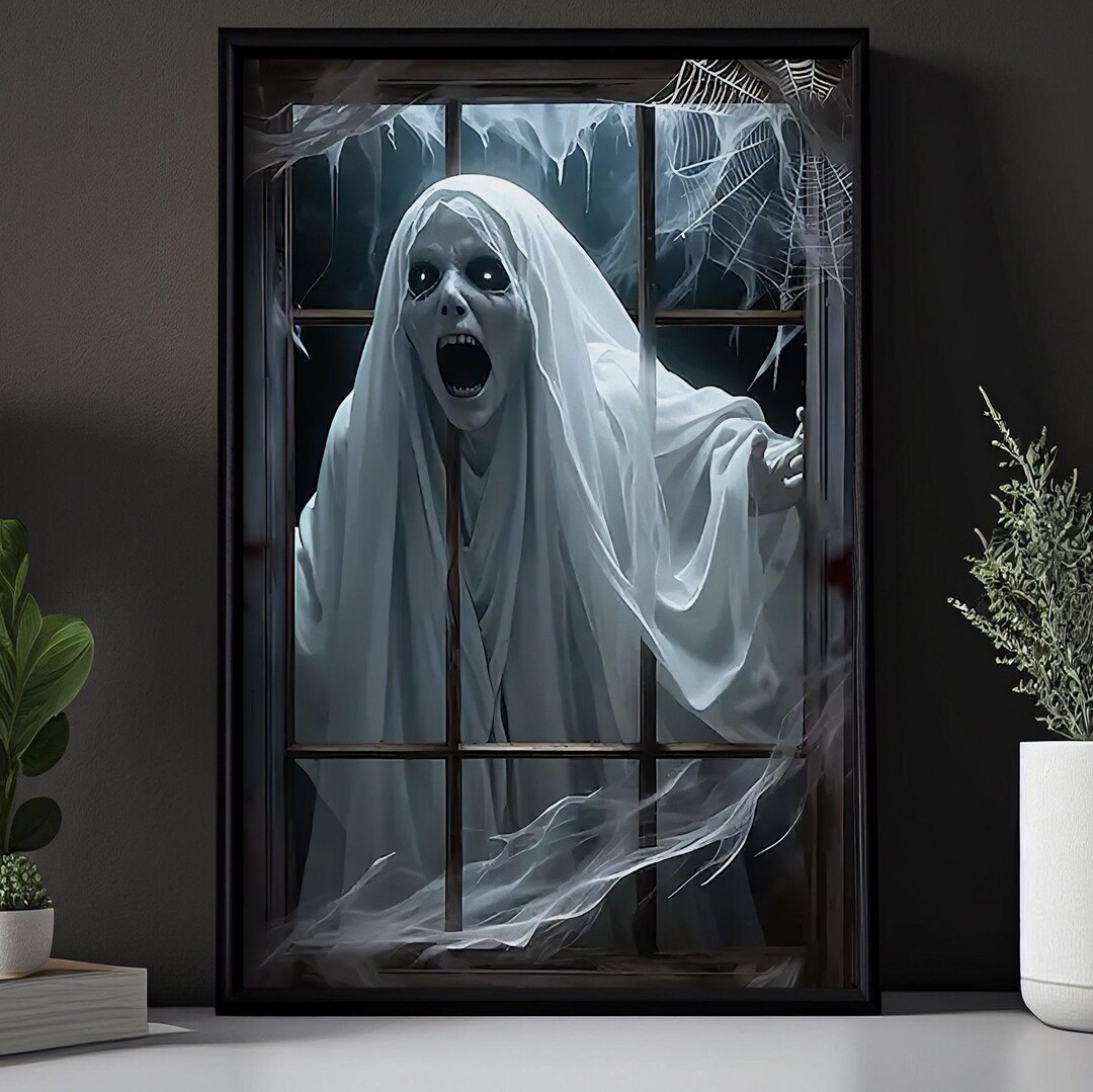 The Haunting Gaze, Ghost Poster, Spooky Season Wall Art Decor ...