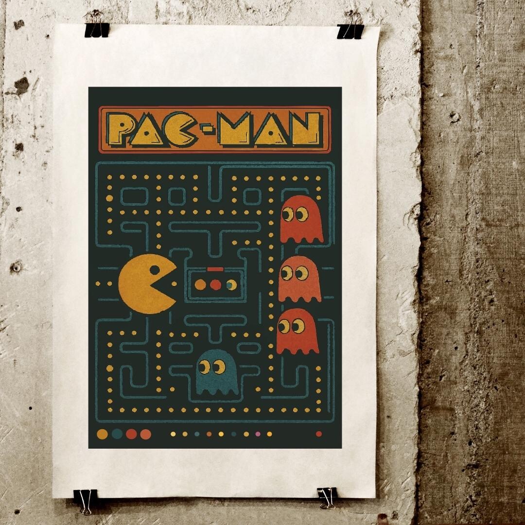Retro Pac-man Digital Poster | Printable Wall Art | Instant Download - Etsy