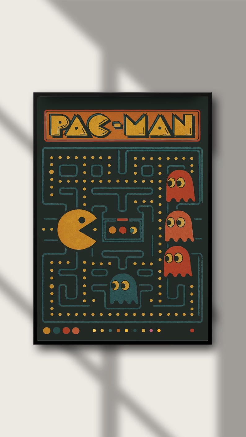 Retro Pac-man Digital Poster | Printable Wall Art | Instant Download - Etsy