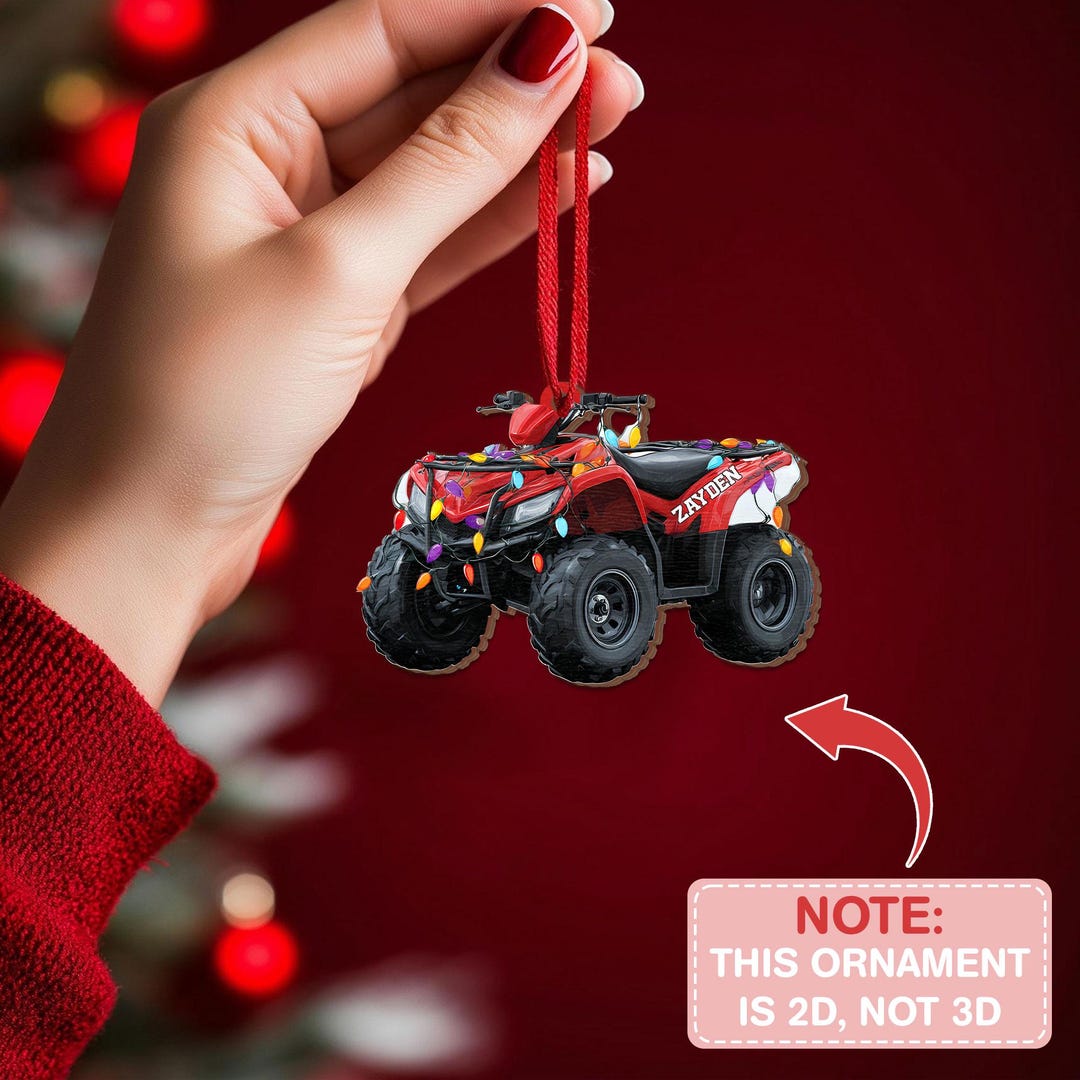Personalized ATV Christmas Ornament, Custom Name Quad Bike With Holiday ...
