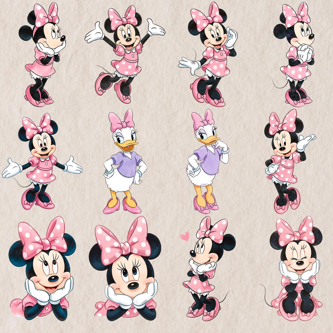 Pink Mouse Png Bundle, Bow Dots Pink Png, Mouse Polkadots Png, Birthday ...