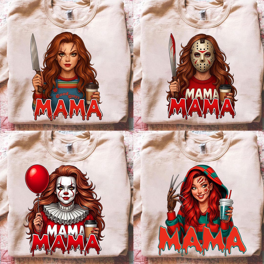 Horror Character Mama Family PNG Bundle, Halloween Killer Mama Png ...