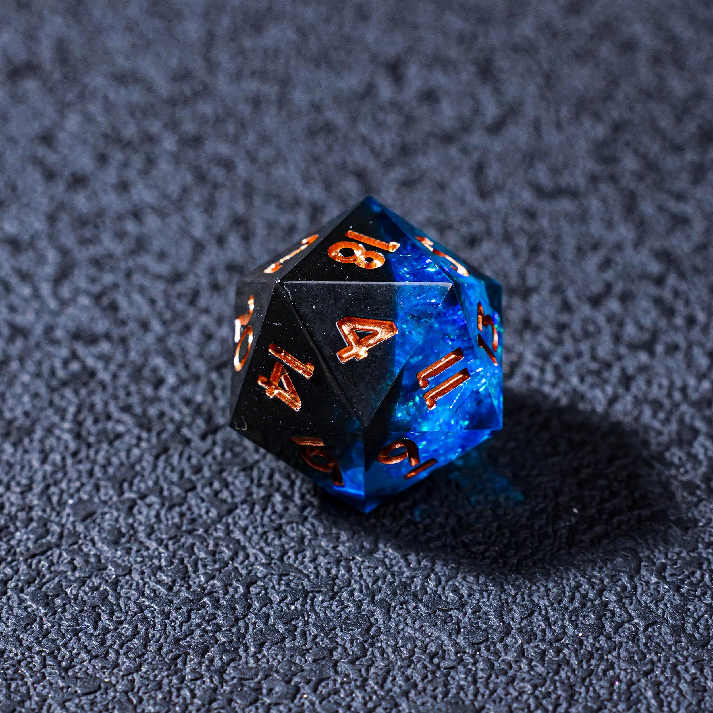 Blue Lightning DND D20, D6 Dice, Blue Black Sharp Edge D&D Dice Set ...