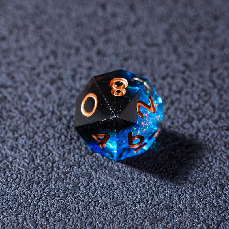 Blue Lightning DND D20, D6 Dice, Blue Black Sharp Edge D&D Dice Set ...