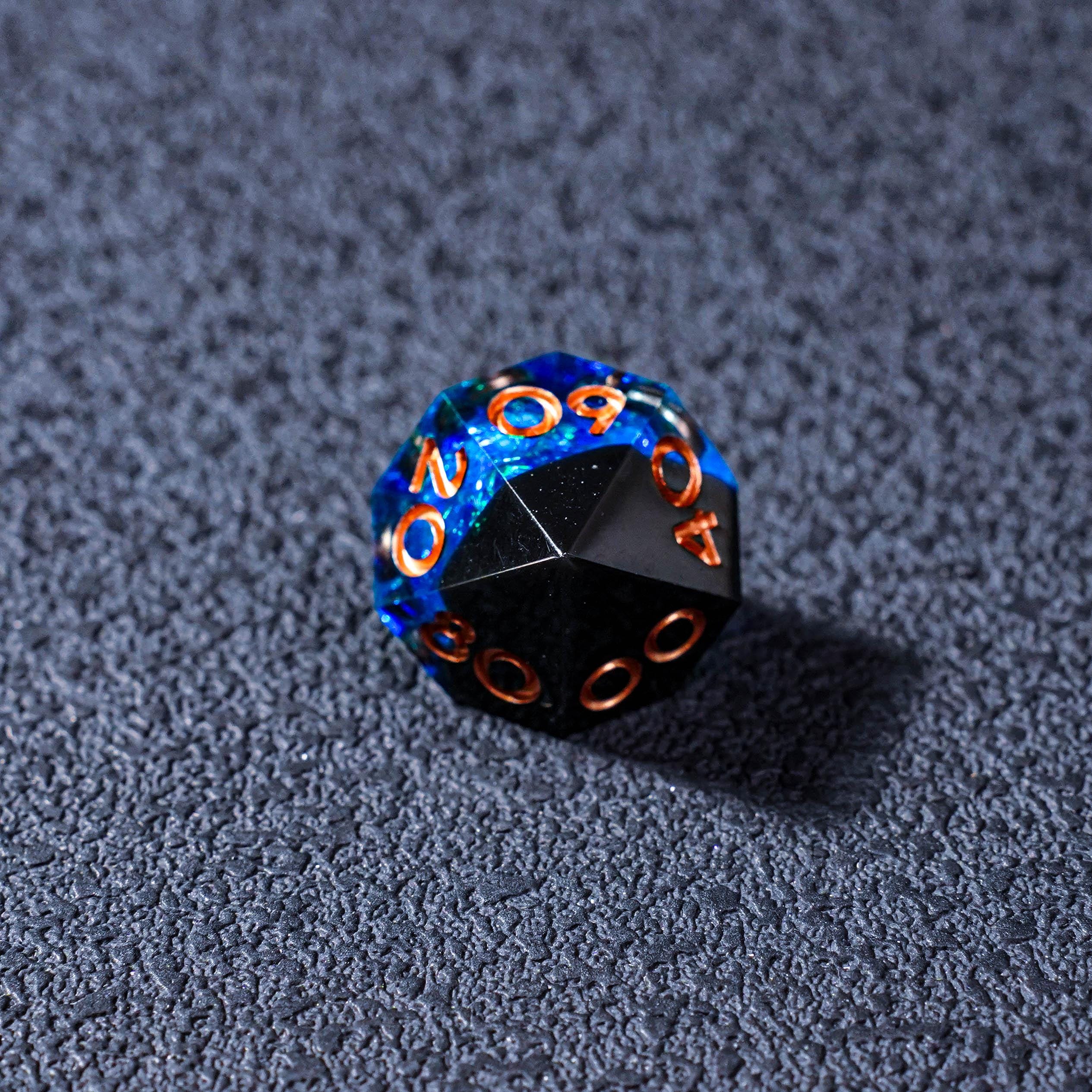 Blue Lightning DND D20, D6 Dice, Blue Black Sharp Edge D&D Dice Set ...