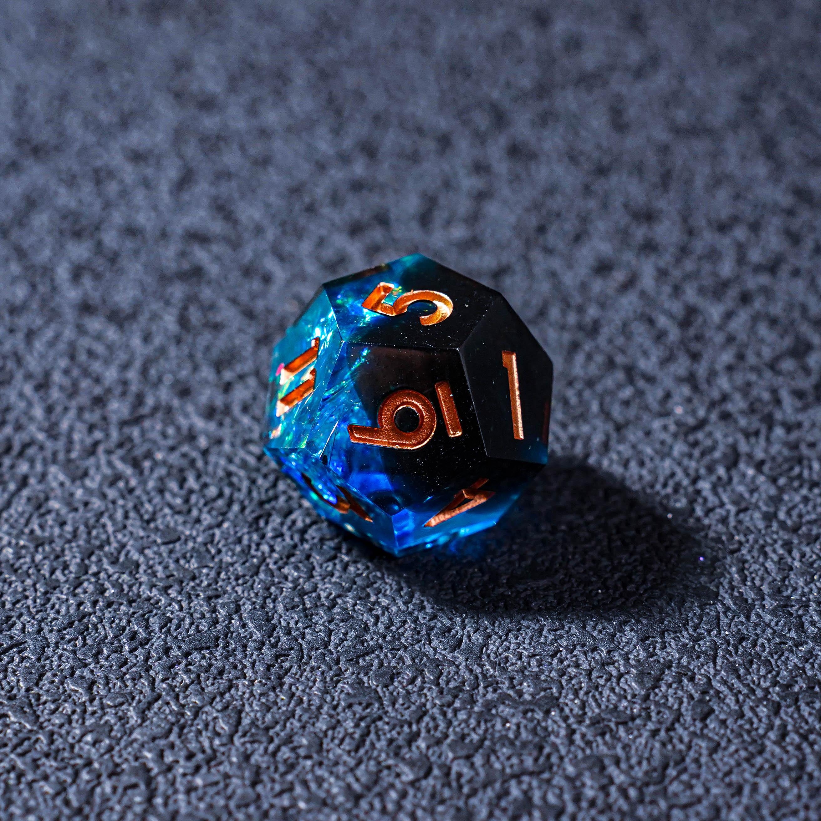 Blue Lightning DND D20, D6 Dice, Blue Black Sharp Edge D&D Dice Set ...
