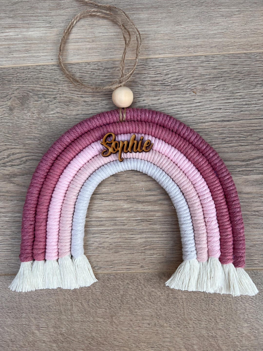 Personalised Macrame Girls Pink Rainbow Wallhanging - Etsy