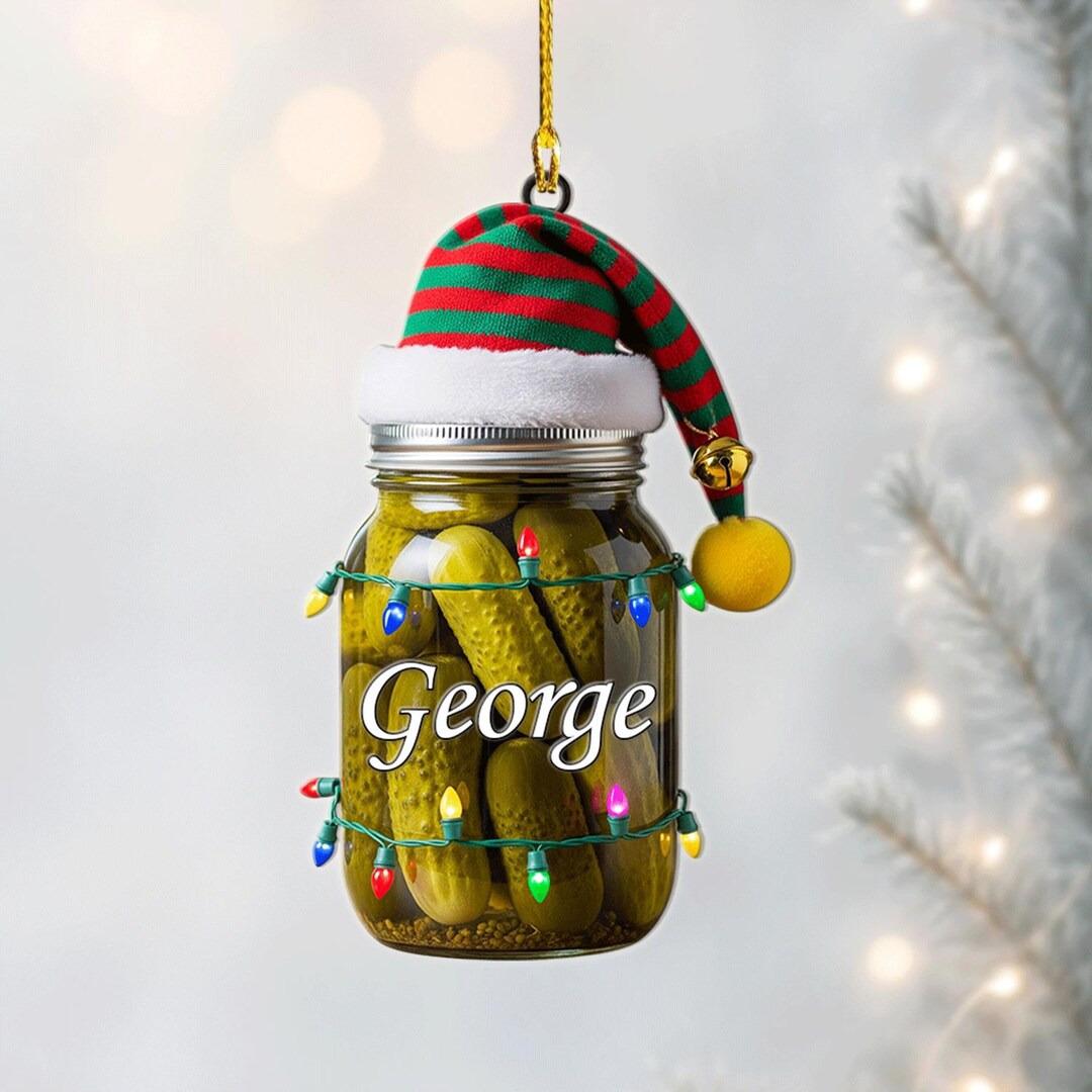 Personalized Pickle Jar Christmas Ornament, Custom Pickle Ornament With ...