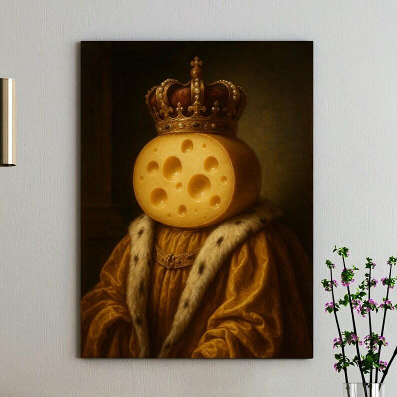 Cheese Ball Gentleman Portrait Poster – Funny Snack Art Print – Vintage ...
