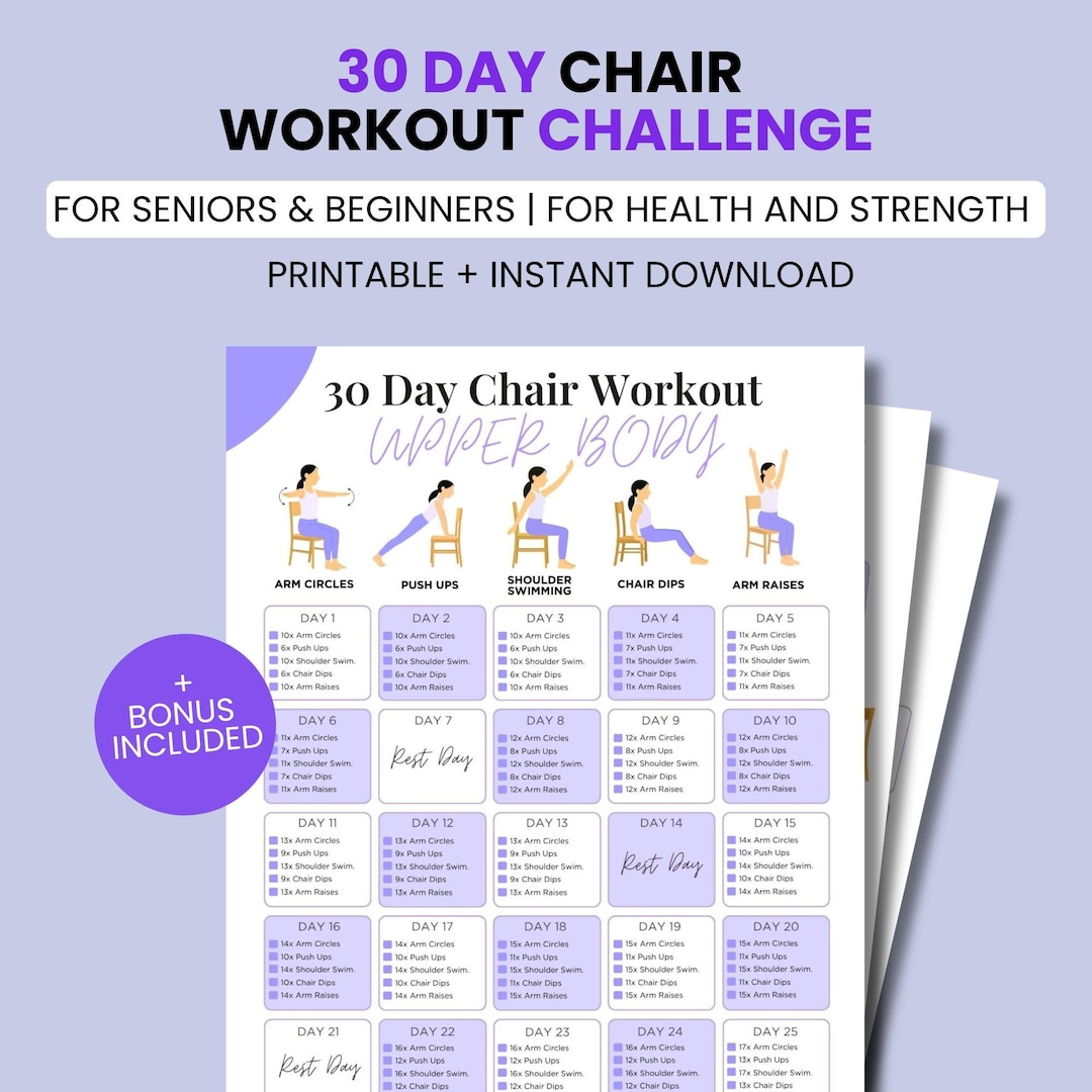 30-day Upper Body Chair Workout: Seniors & Beginners (printable PDF) - Etsy
