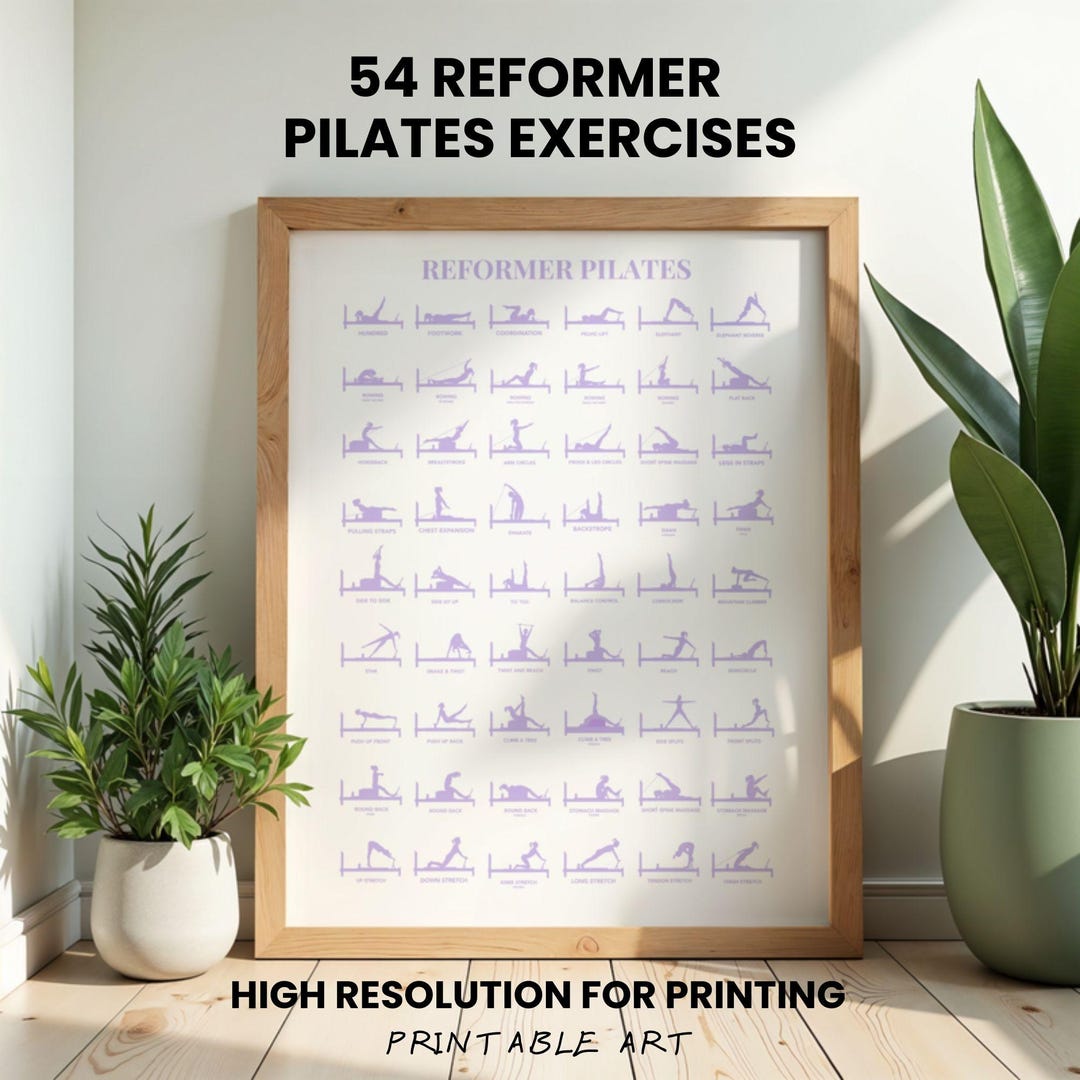 Pilates Reformer Exercise Chart: Studio Decor, Beginner-friendly ...