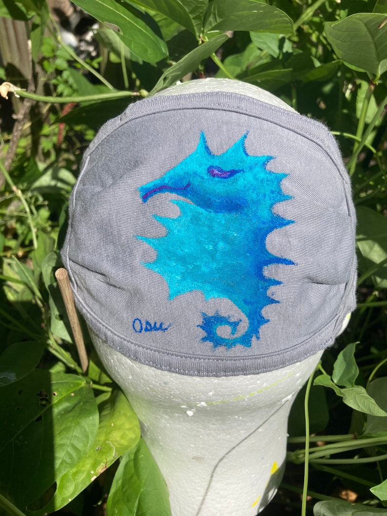 Hand Painted Seahorse Mask - Etsy