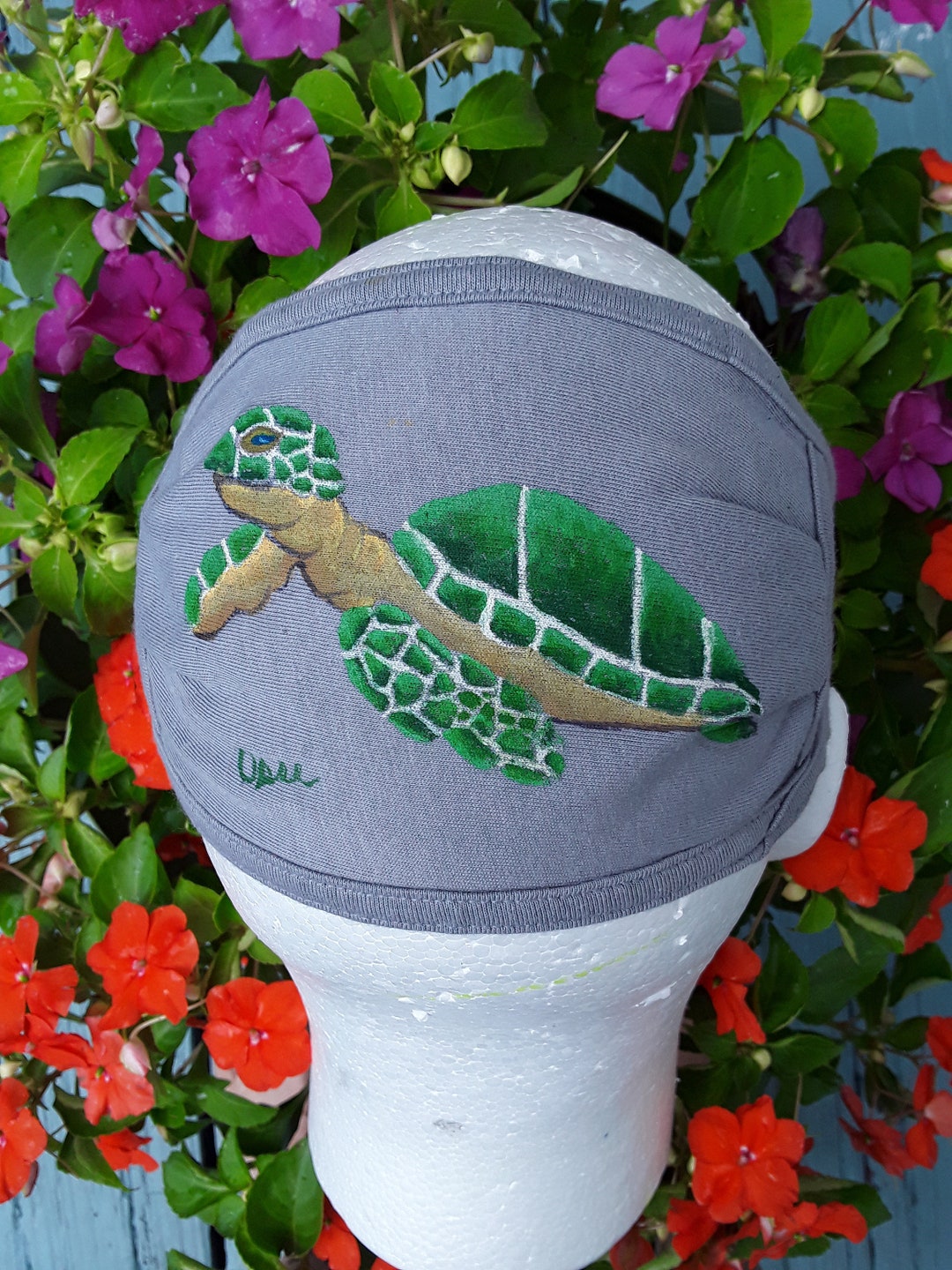 Hand Painted Comfy Sea Turtle Face Mask - Etsy