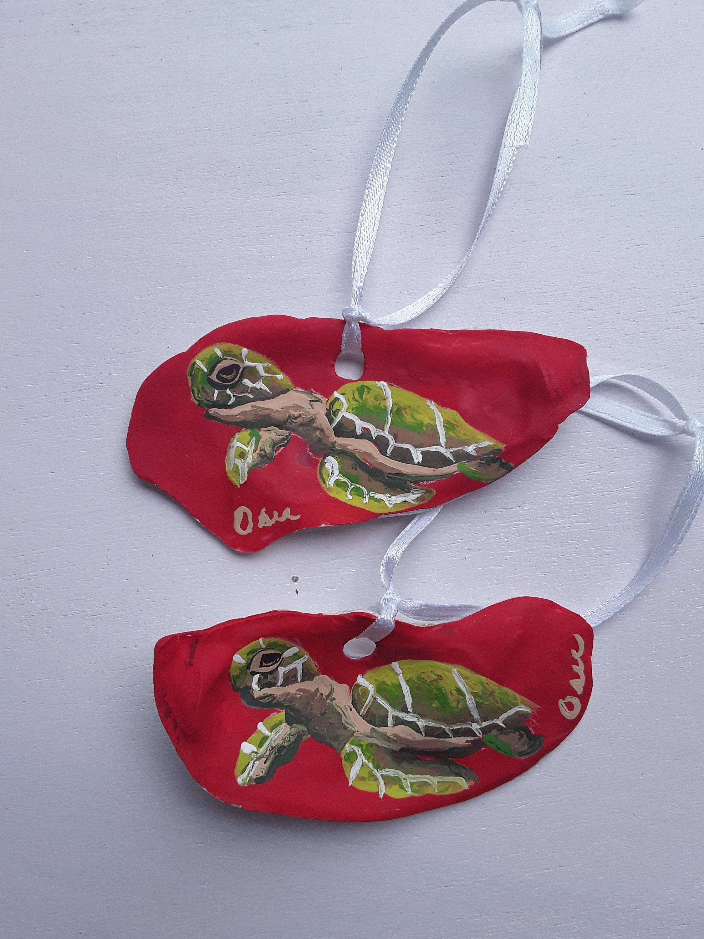 Sea Turtle Oyster Shell Ornament - Etsy