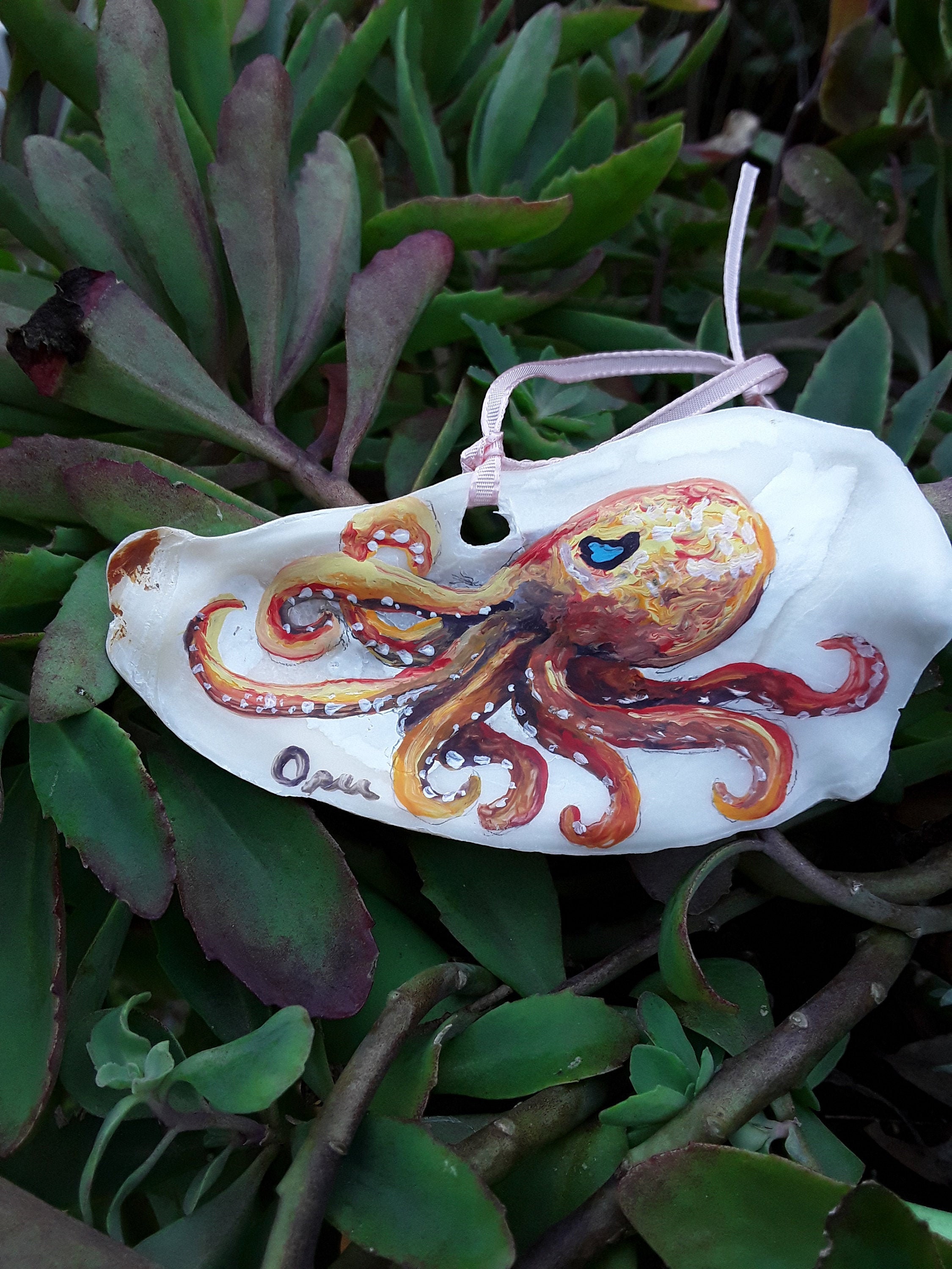 Octopus Oyster Shell Ornament - Etsy
