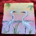 Hand Painted Egrets Coaster - Etsy