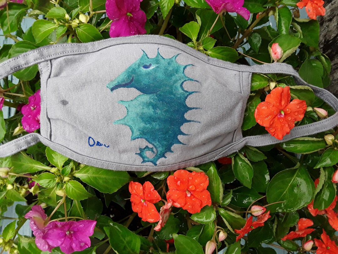 Hand Painted Seahorse Mask - Etsy
