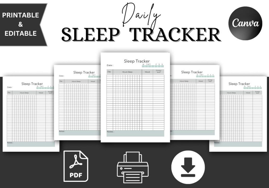 Daily Sleep Tracker Printable | Sleep Log Journal | Wellness & Habit ...