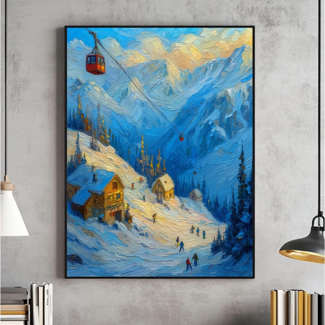 Vintage Ski Lift Wall Art, Retro Winter Sports Print, Après Ski Decor ...