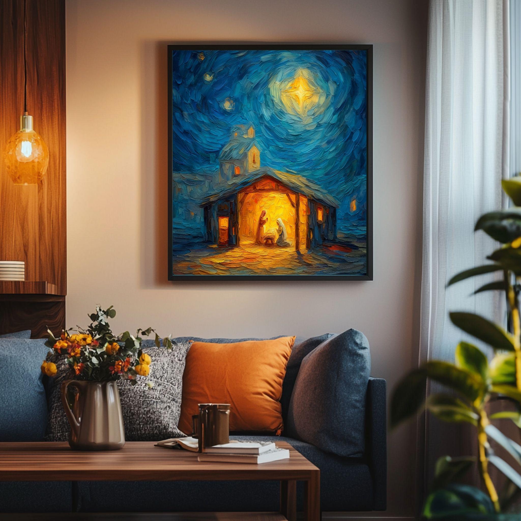 Nativity Scene Wall Art, Christmas Nativity Print, Christian Poster ...