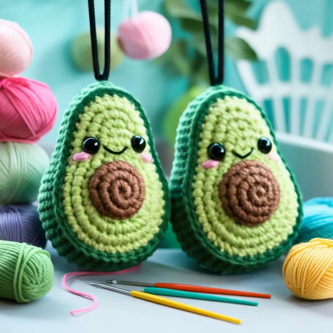 Tiny Avocado Crochet Pattern, Cute Amigurumi Keychain PDF, Car Hanger ...
