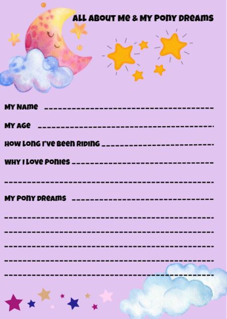 Printable Future Pony Owner Planner: Kids' Horse Riding Journal (A4 PDF ...