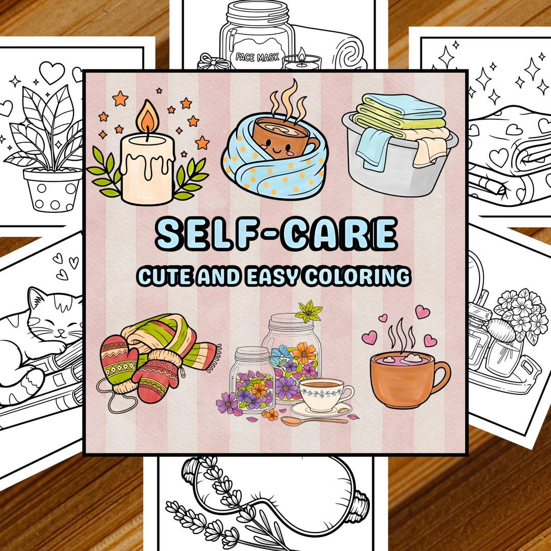 Cozy Self-care Coloring Book | 35 Bold & Easy Relaxation Pages | Stress ...