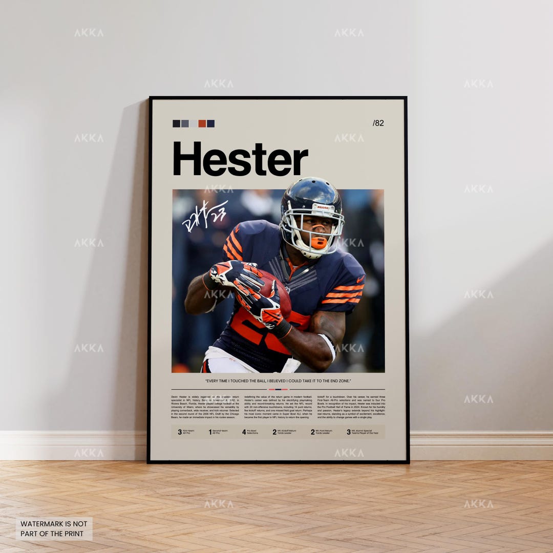 Devin Hester Poster, Hester Bears Print, Framed Chicago Bears Art ...