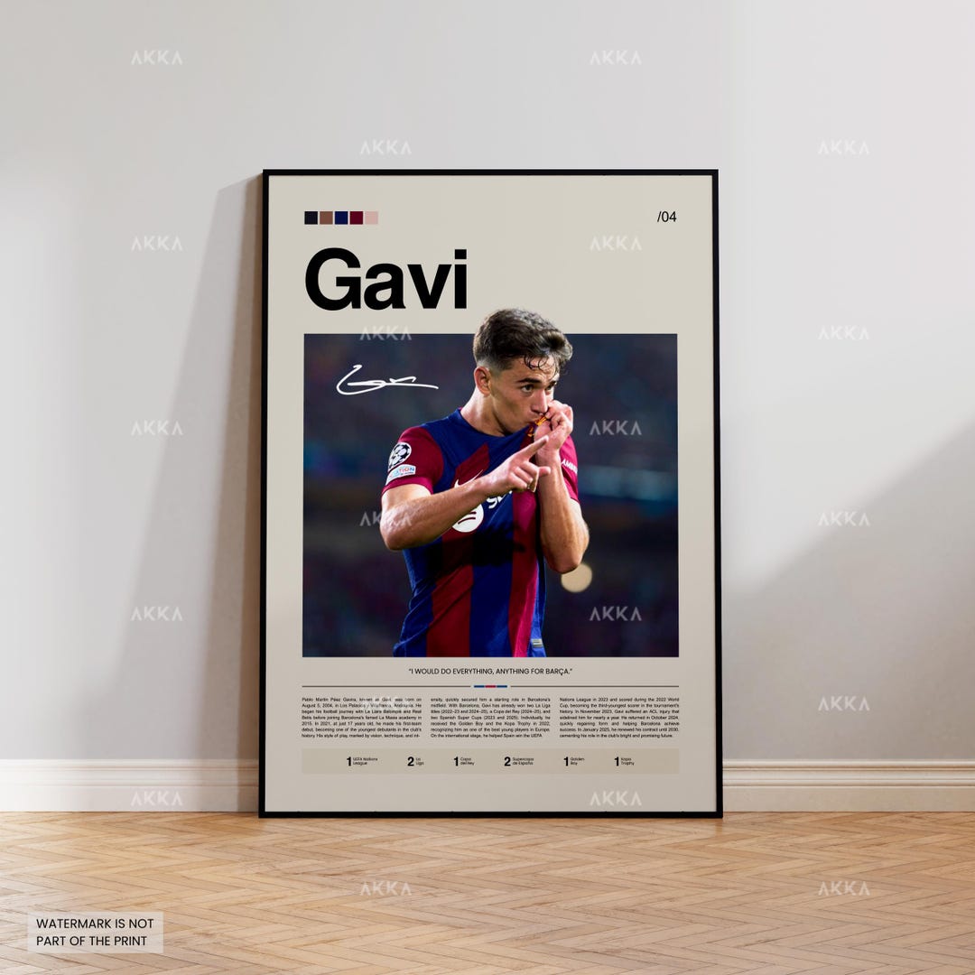 Gavi Poster, Gavi Barcelona Wall Art, Framed Gavi Print, Gavi Barcelona ...