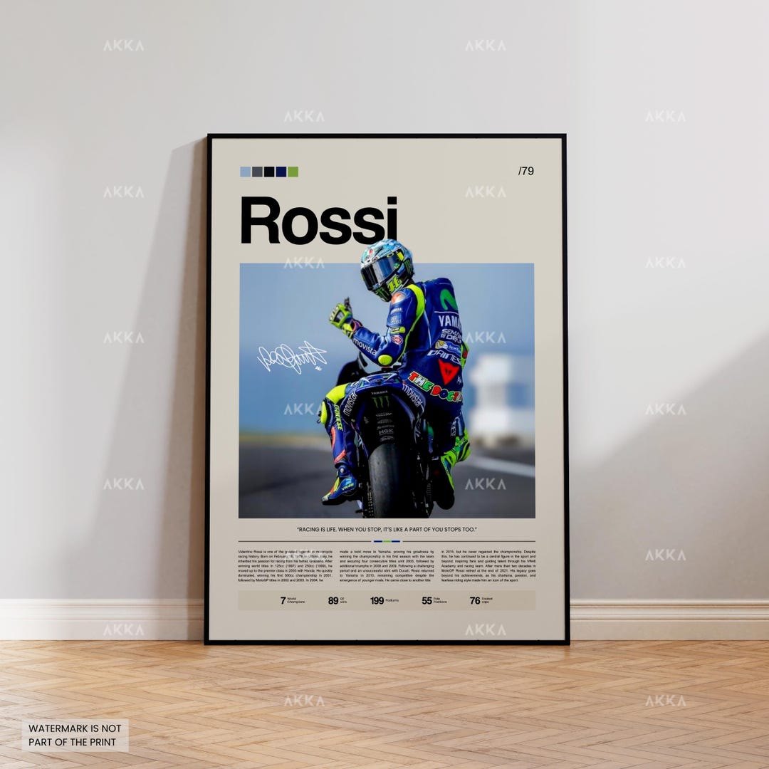 Valentino Rossi Poster, Rossi Yamaha Wall Art, Framed Rossi Motogp ...
